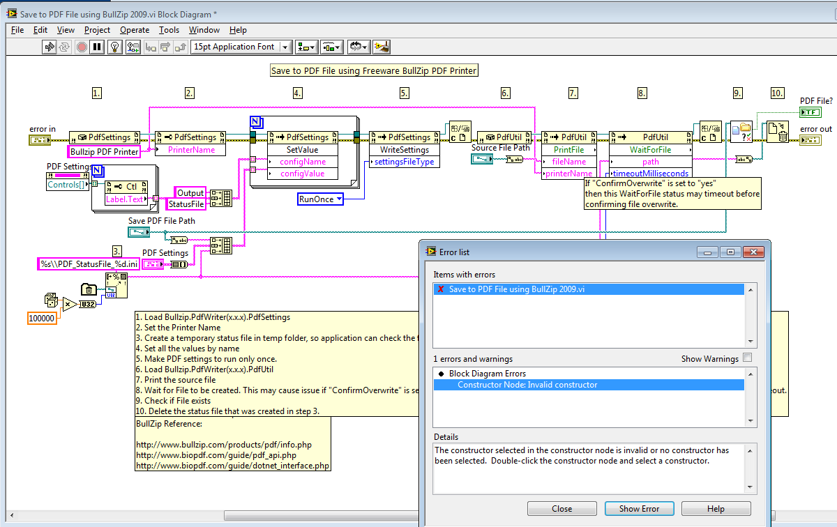 Labview Save A Document In Pdf File By Using Freeware Bullzip Pdf