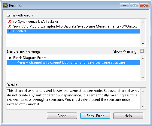 Error: Channel Wires Cannot Enter and Leave a Structure - NI Community