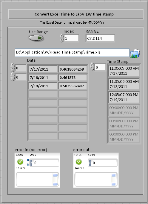 Convert Excel Time Stamp to LabVIEW Time Stamp - NI Community