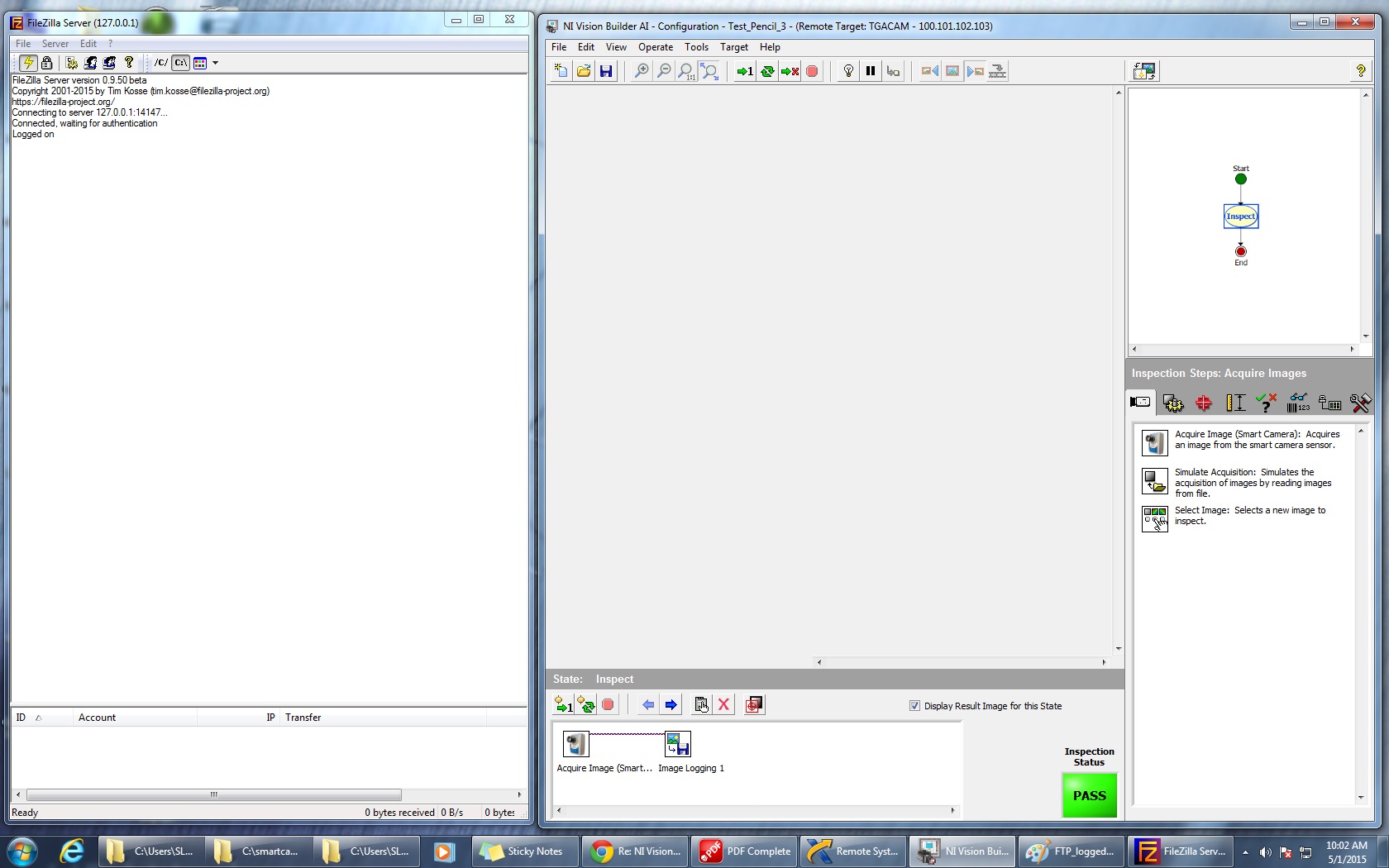 NI Vision Builder 2013 SP1 on NI 1722 Smart Camera: Cannot connect to ...