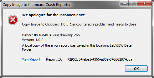 Solved: Executable Export Image - Picture Method - LV Crash - DAbort 0x786DE250 in drawmgr.cpp ...