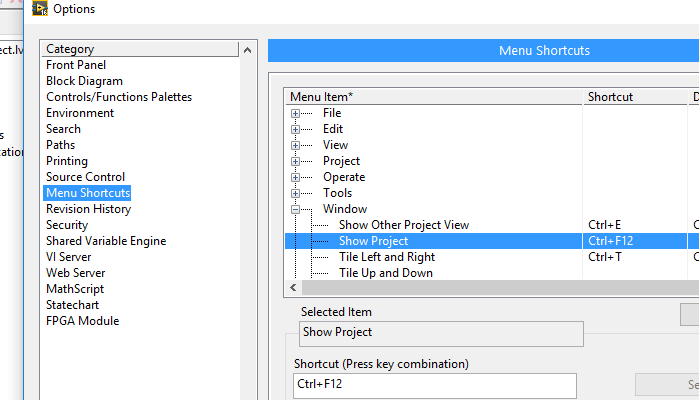 Add shortcut for switching to Project Explorer - NI Community