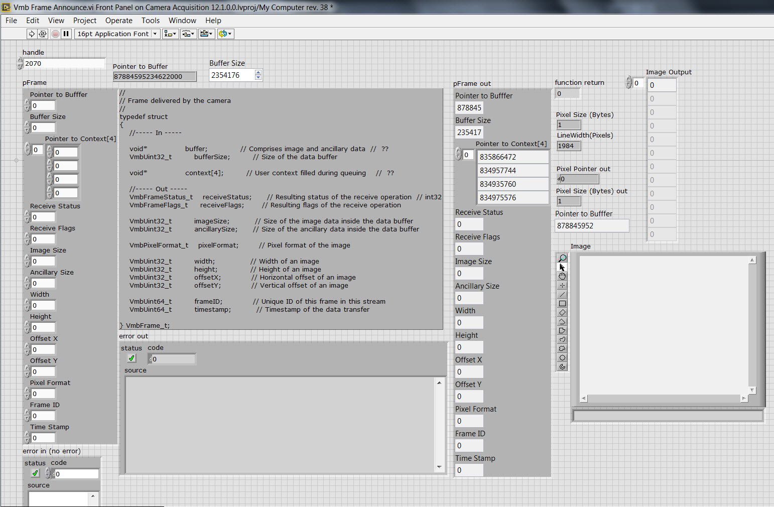 Complex cluster as input to calling a dll, vimba, allied vision camera ...
