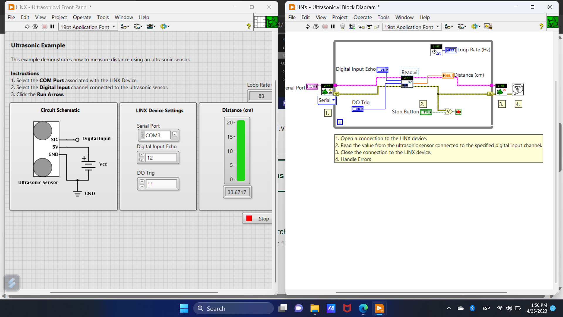Ultrasonic Sensor Does Not Work With Labview 20 23 Solution Linx Ni Community 
