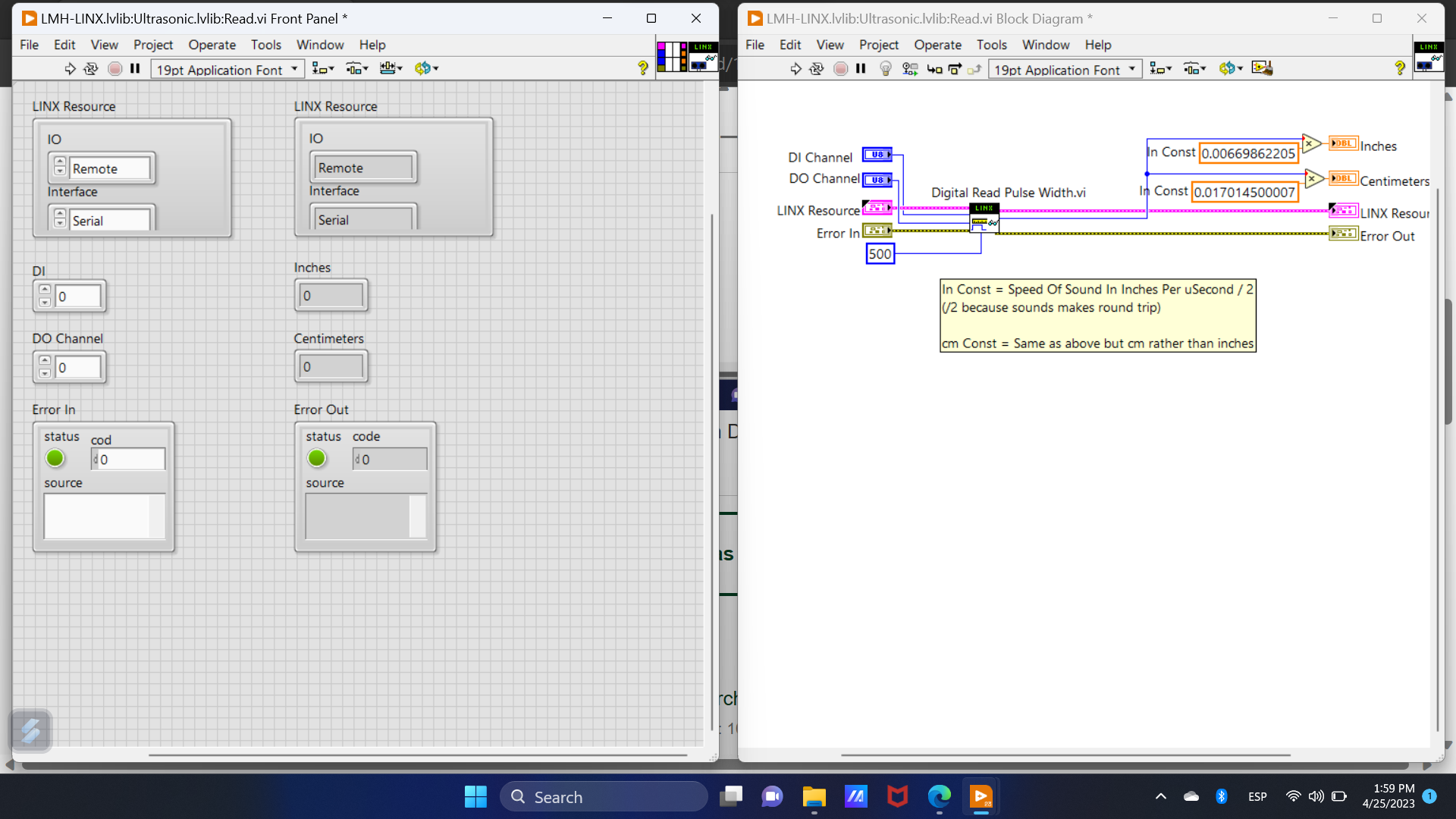 Ultrasonic Sensor Does Not Work With Labview 20 23 Solution Linx Ni Community 